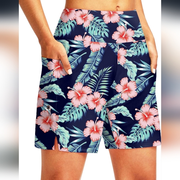 Gradual | Shorts | Plus Size Floral Print 7 Long Womens High Waisted ...
